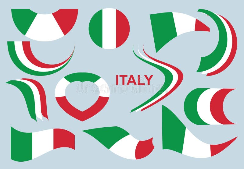 Flag of Republic of Italy - Vector Set of Curved Shapes Stock Vector ...