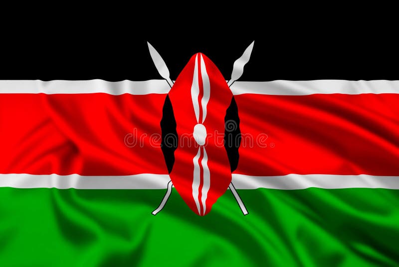 The Flag of Kenya Rippled stock illustration. Illustration of emblem ...