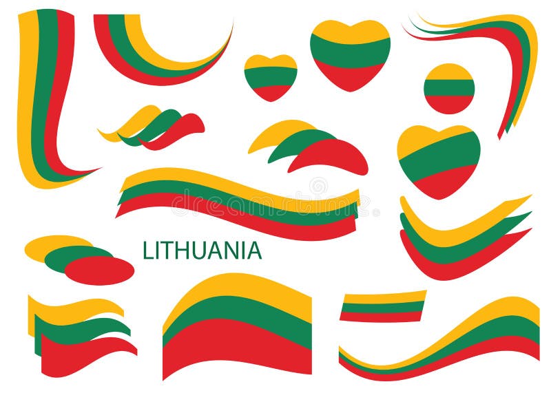Flag of Republic of Lithuania - Vector Elements and Curved Shapes Stock ...