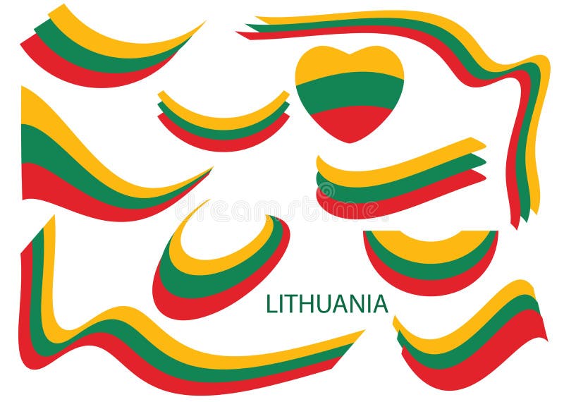 Flag of Republic of Lithuania - Vector Elements and Wavy Shapes Stock ...