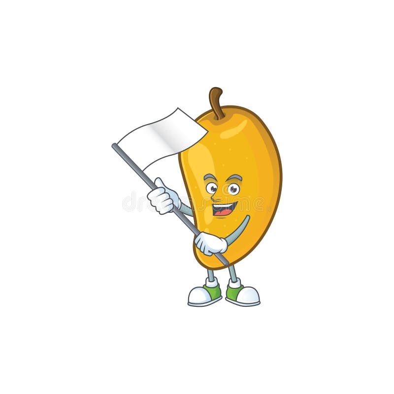 With Flag Ripe Mango Character Cartoon on White Background Stock Vector ...