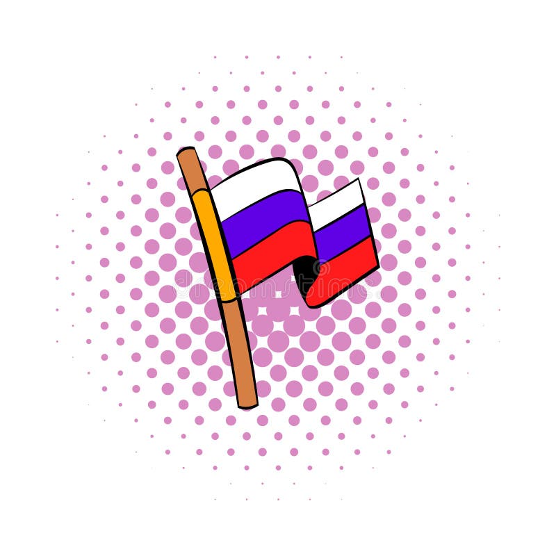 Flag of Russia Icon Cartoon Stock Vector - Illustration of flag, icon ...