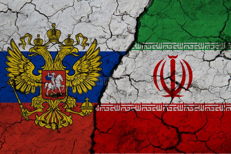 Russia And Iran - Two Flag Together - Fabric Texture Stock Illustration ...