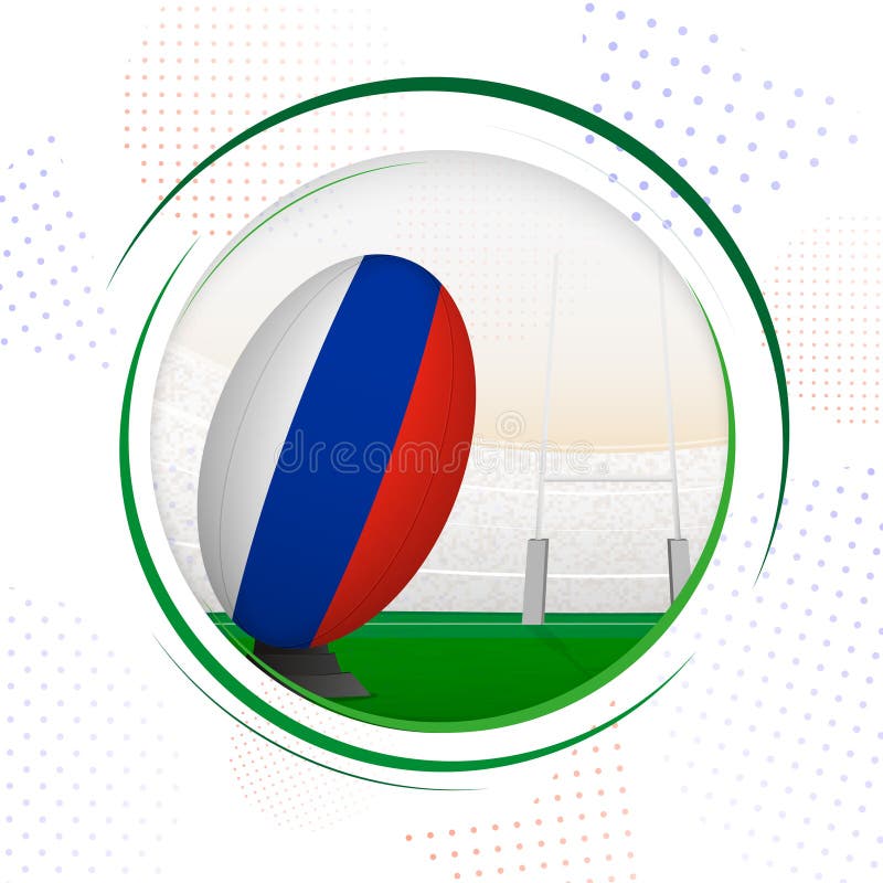 Flag of Russia on Rugby Ball. Round Rugby Icon with Flag of Russia ...