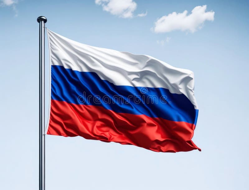 Flag of Russia on Blue Sky. AI Generative Illustration Stock ...
