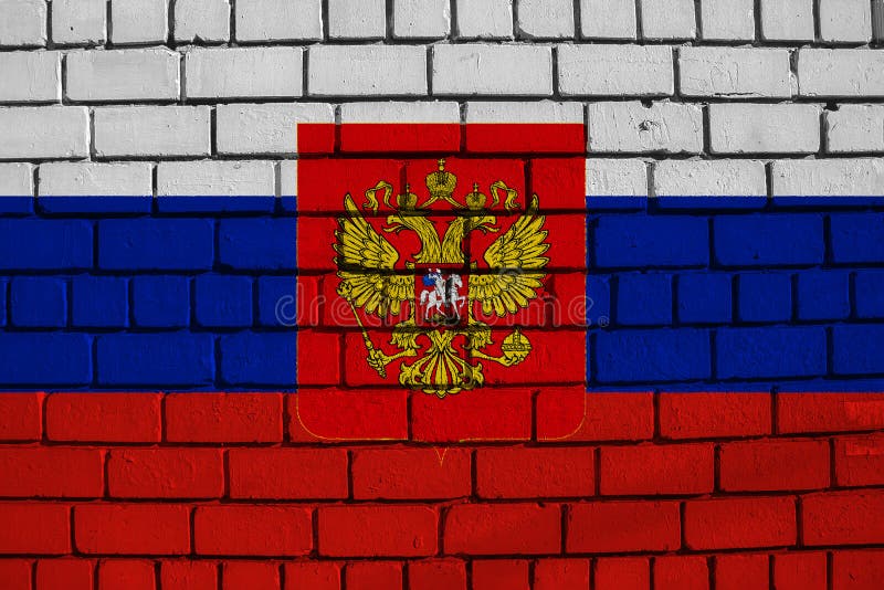 Flag of the Russian Federation on a Brick Wall Texture Stock ...