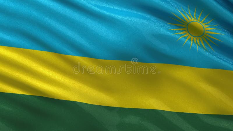 Flag of Rwanda Realistic Waving on Blue Screen. Seamless Loop Animation ...