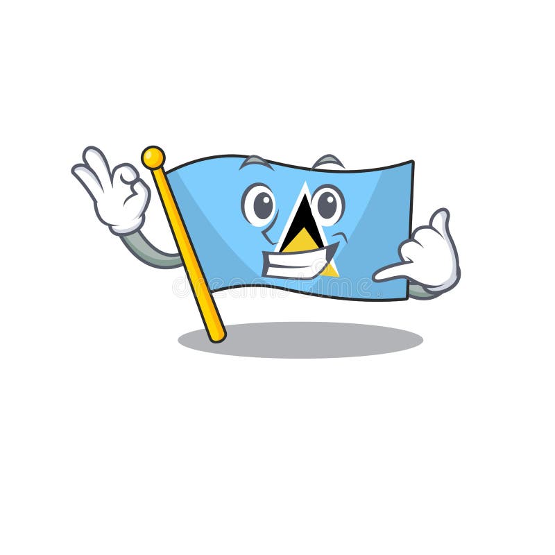 Flag Saint Lucia on the Call Me Cartoon Stock Vector - Illustration of ...