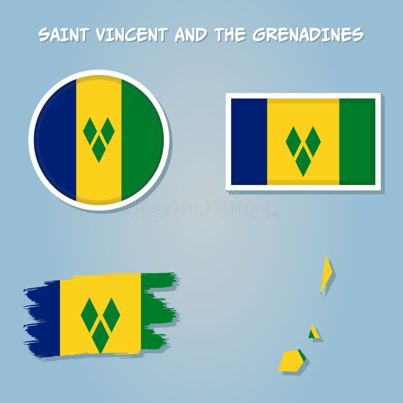 Flag of Saint Vincent and the Grenadines in Maps Territory Stock ...