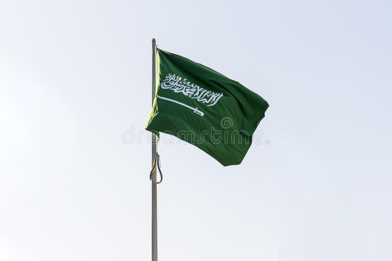 Flag of Saudi Arabia Against Blue Sky Stock Photo - Image of saudi ...