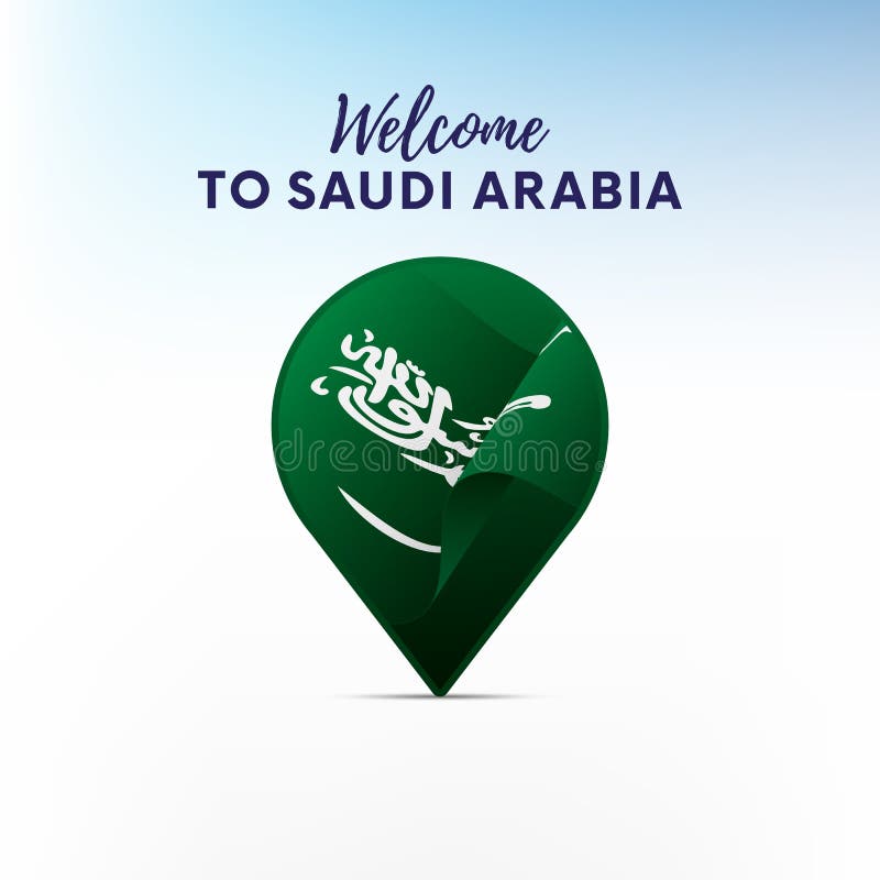 Flag of Saudi Arabia in Shape of Map Pointer or Marker. Welcome To ...