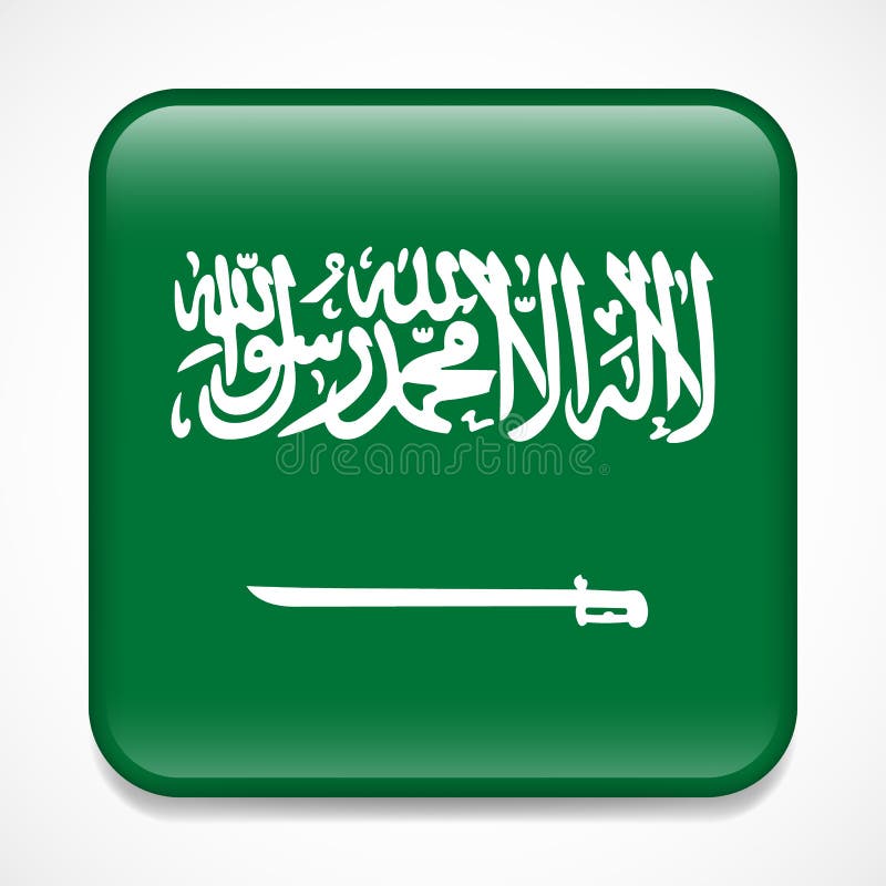 Flag of Saudi Arabia. Square Glossy Badge Stock Vector - Illustration ...