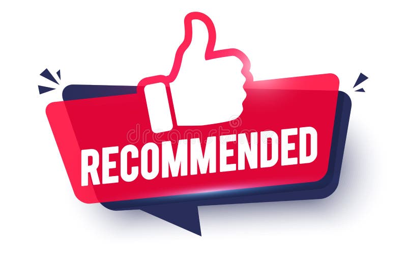 3d Label with Thumb Up Sign and Text Recommended Stock Vector ...