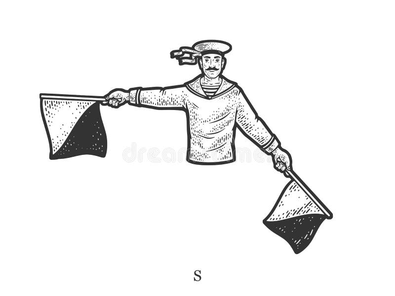 Flag Semaphore Letter S Sketch Vector Illustration Stock Vector ... Flag Semaphore Letter S Sketch Vector Illustration Stock Vector ...
