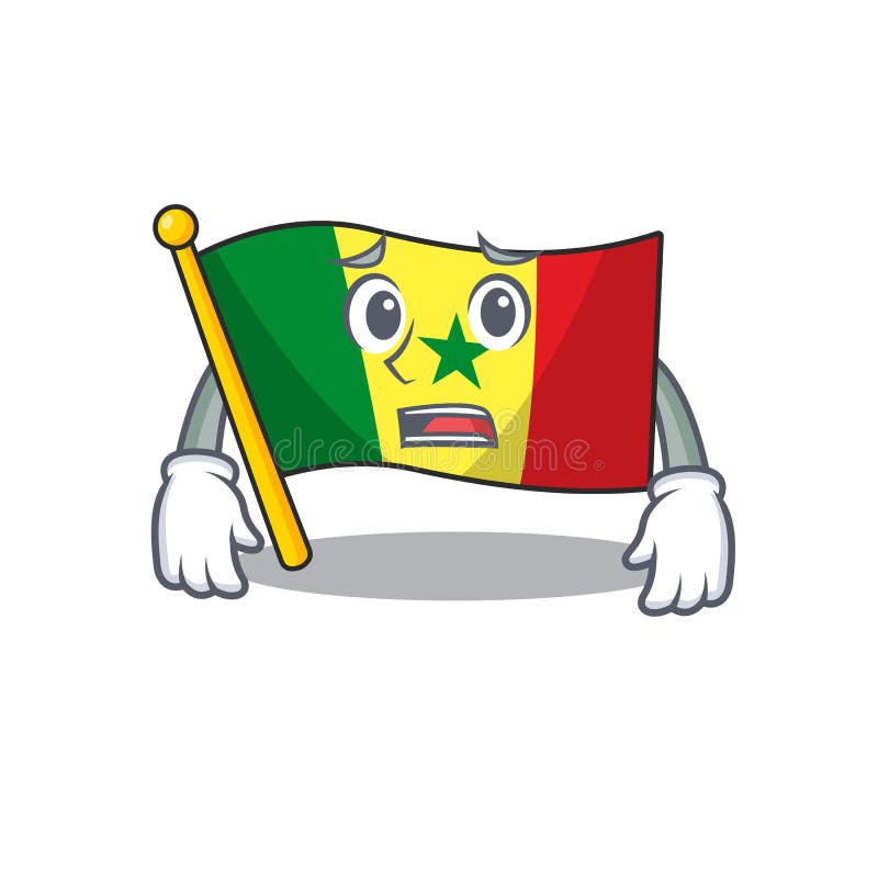 Flag Senegal Cartoon Character Showing Afraid Look Face Stock Vector ...