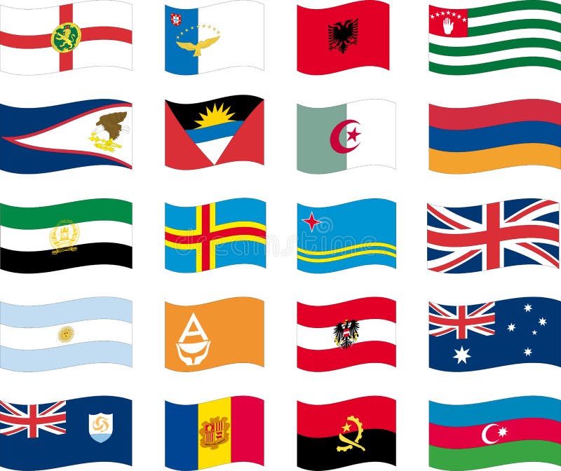 Flag Set - Part 1/12 - Letter a Stock Vector - Illustration of button ...