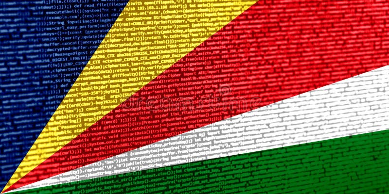 Flag of Seychelles Over Digital Code. Concept of Cybersecurity ...