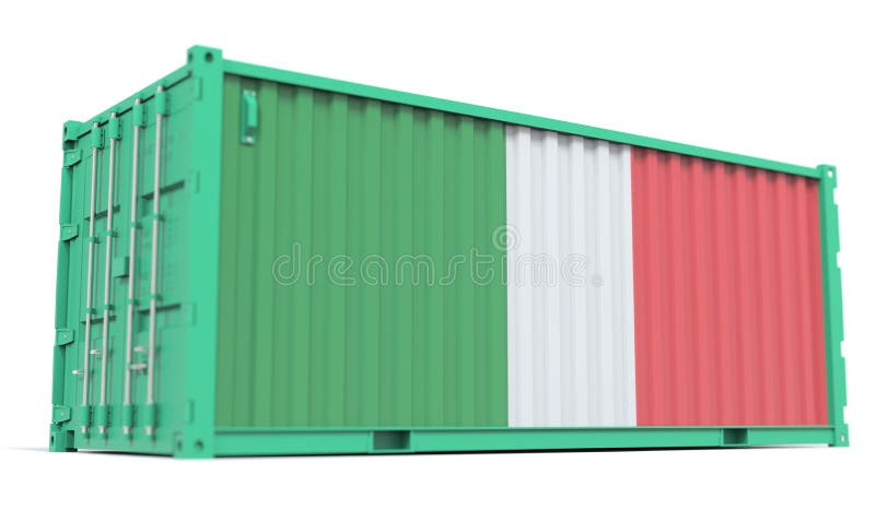 Shipping Container with Flag of Italy on the Side, 3d Rendering Stock ...