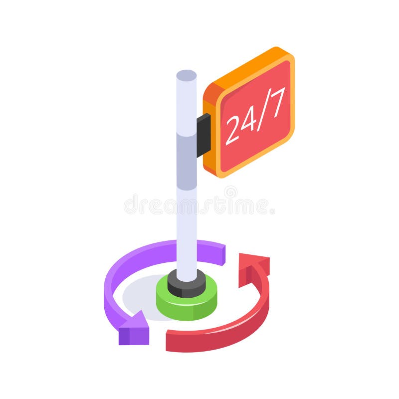 A Flag and a 24,7 Sign Representing Round the Clock Service ...