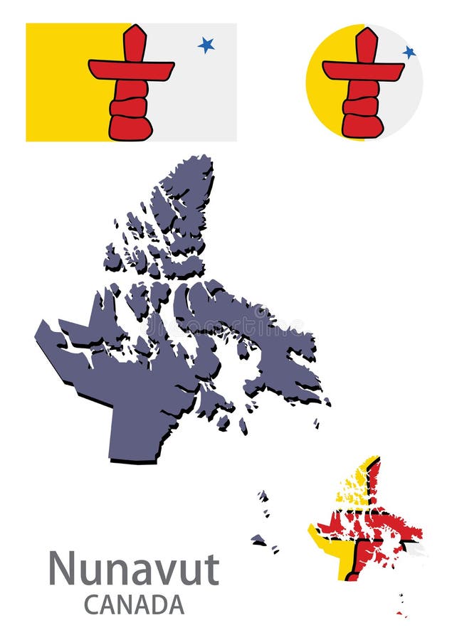 Flag and Silhouette of the Canadian Territory Nunavut Vector Stock ...