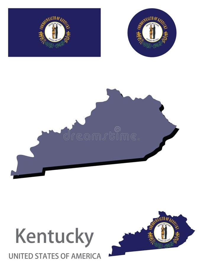 Flag and Silhouette of Kentucky Vector Stock Vector - Illustration of ...