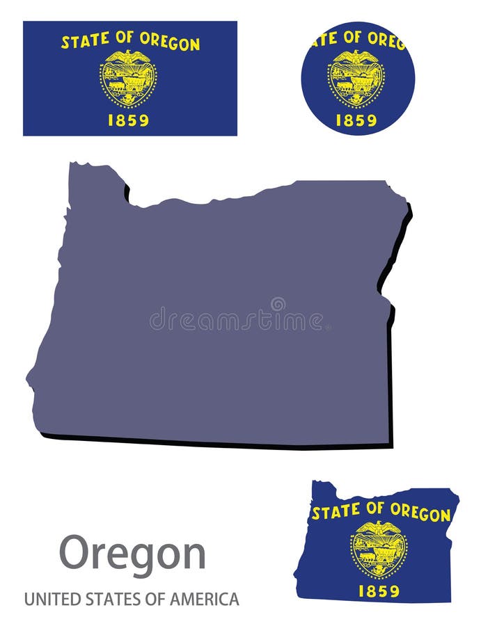 Flag and Silhouette of the State of Oregon Stock Vector - Illustration ...