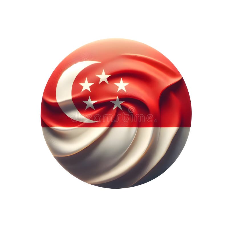 Flag of Singapore in a Round Shape Stock Image - Illustration of ...