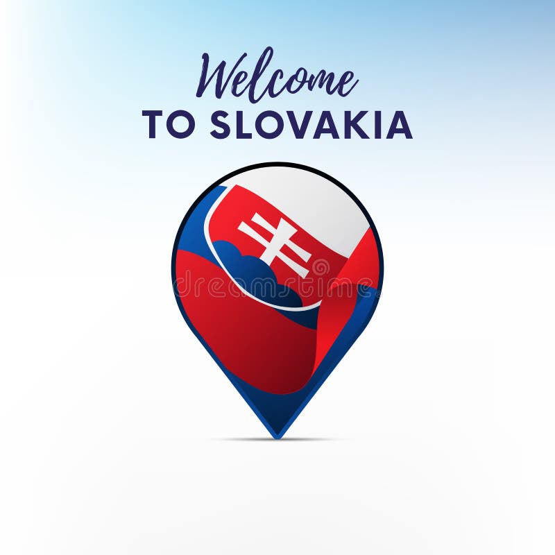 Flag of Slovakia in Shape of Map Pointer or Marker. Welcome To Slovakia ...
