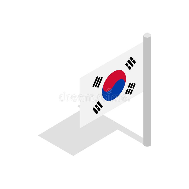 Flag of South Korea Icon, Isometric 3d Style Stock Vector ...