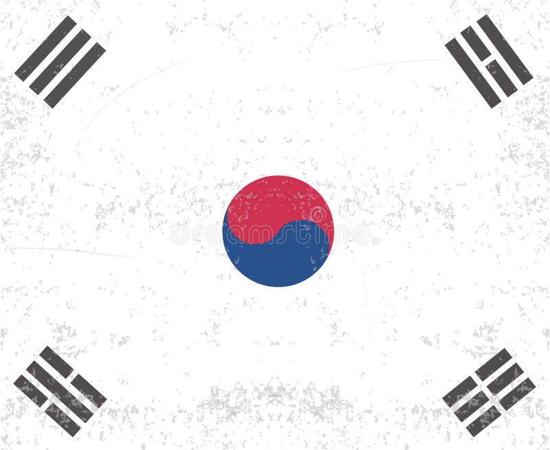 Flag of South Korea Vector with Old Vintage Texture Stock Vector ...