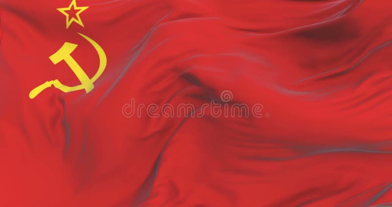 Flag of the Soviet Union Waving at Wind with Blue Sky, Loop Stock ...