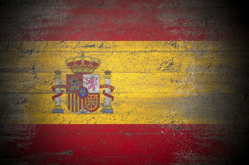 Flag of Spain on Concrete Wall Stock Illustration - Illustration of ...