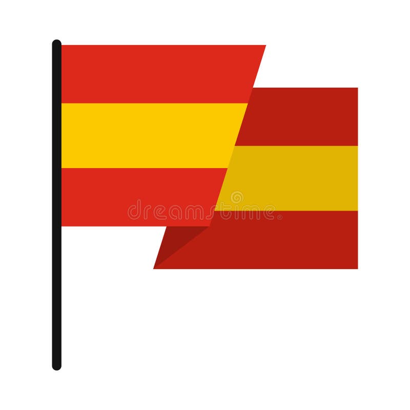 Flag of Spain Icon, Flat Style Stock Vector - Illustration of pole ...