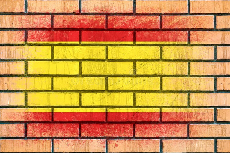 Flag of Spain. Flag Painted on a Brick Wall. Brick Background. Copy ...