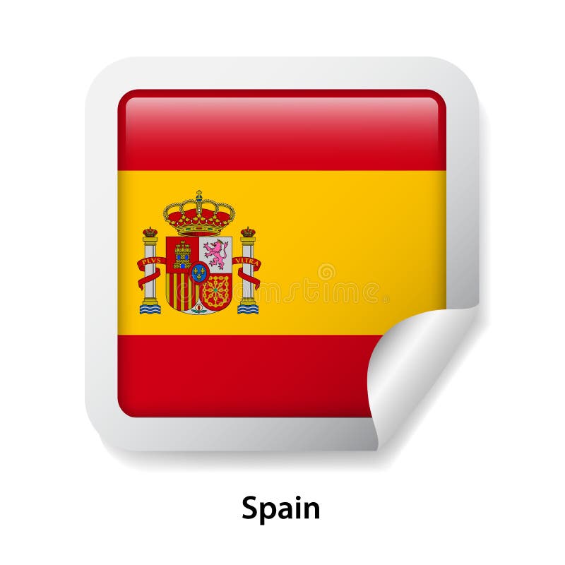 Flag of Spain. Round Glossy Badge Sticker Stock Vector - Illustration ...