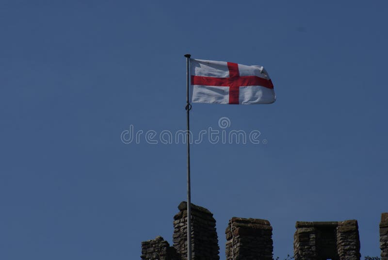Red And White Medieval Flag In The Castle Stock Image - Image of flag ...