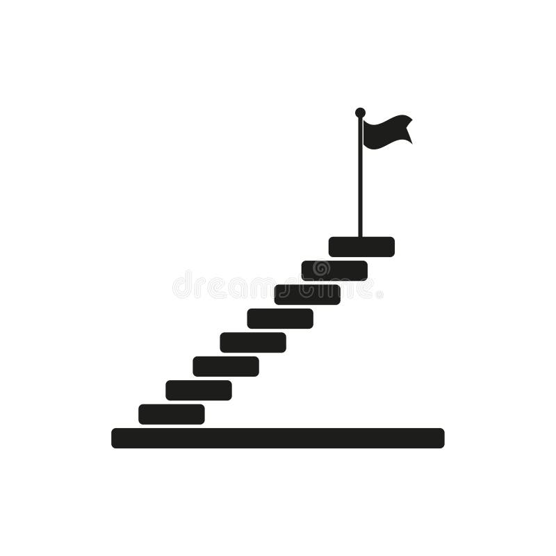 Flag on Stairs Icon. Business Success Strategy. Vector Illustration ...