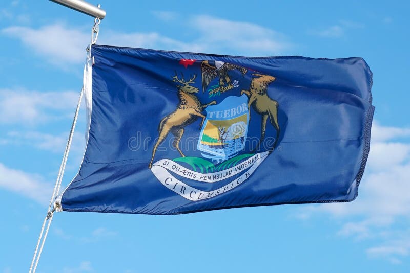 The Flag of the State of Michigan Stock Image - Image of patriotic ...