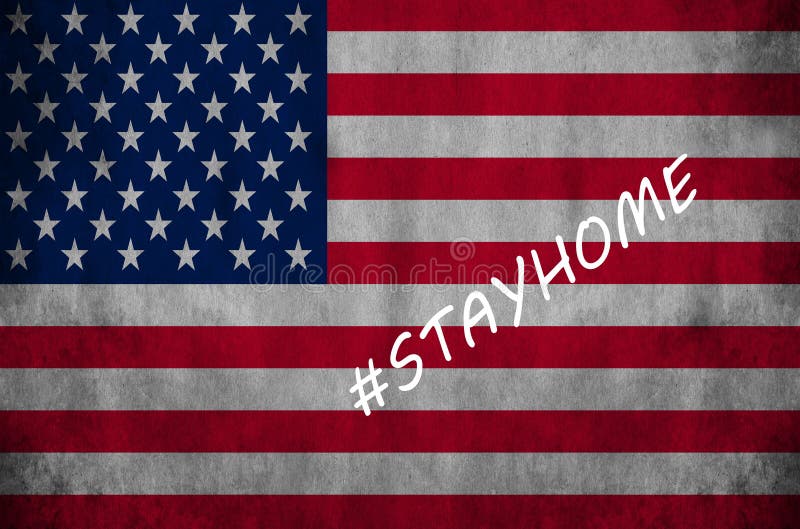 Flag with the Stay at Home Saying Stock Illustration - Illustration of ...
