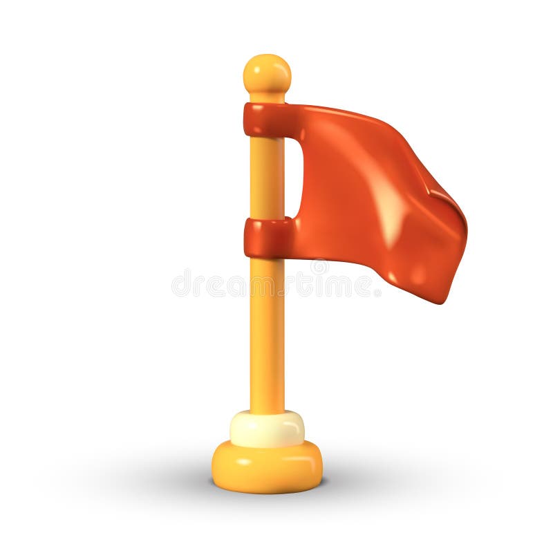 Flag on Stick. Isolated 3D Model in Cartoon Style Stock Vector ...