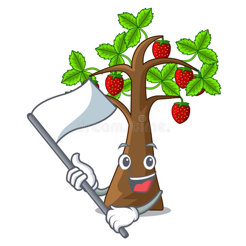 With Flag Strawberry Tree Isolated with the Cartoon Stock Vector ...
