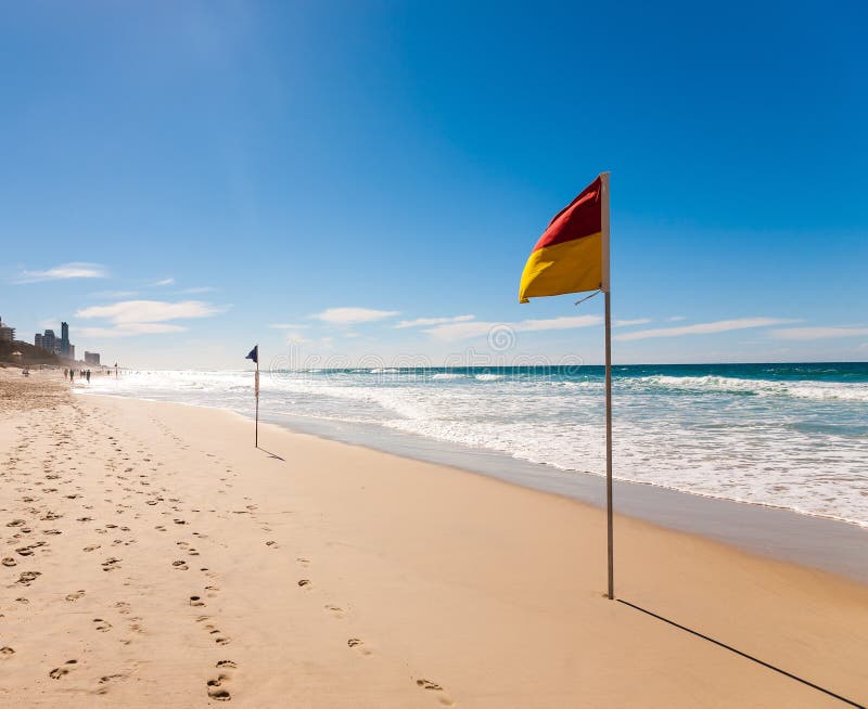 Safe Swimming Area Flag Gold Coast Queensland Aust Editorial Image ...