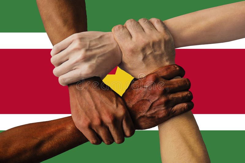 Flag of Suriname, Intergration of a Multicultural Group of Young People ...