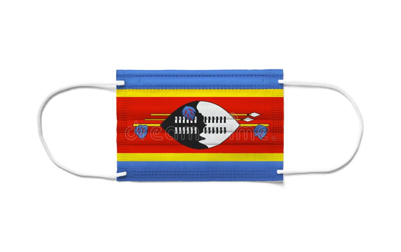 Flag of Swaziland on a Disposable Surgical Mask. White Background Stock ...
