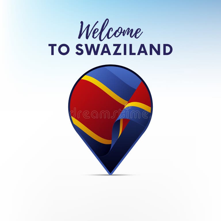 Flag of Swaziland in Shape of Map Pointer or Marker. Welcome To ...