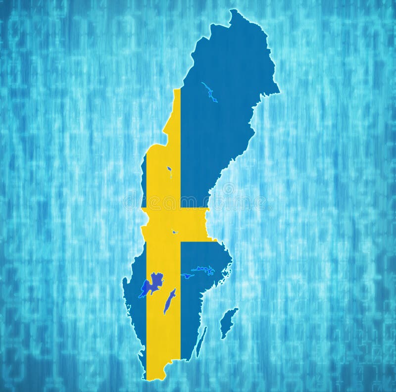 Flag of sweden on map stock illustration. Illustration of geography ...