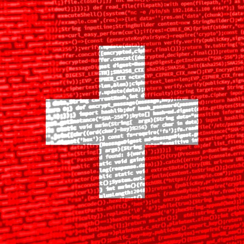 Flag of Switzerland Over Digital Code. Concept of Cybersecurity ...