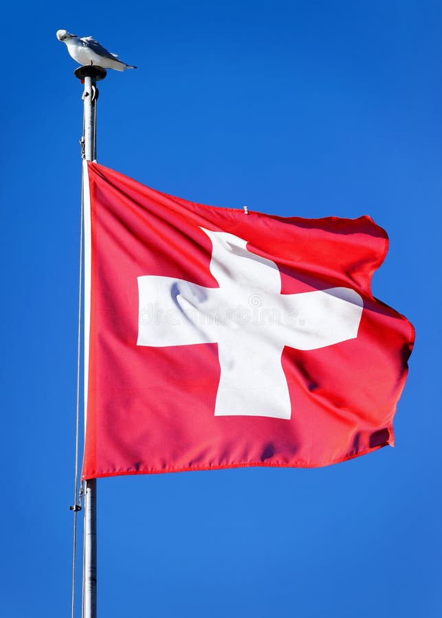 Flag of Switzerland Waving by Wind Stock Image - Image of symbol ...
