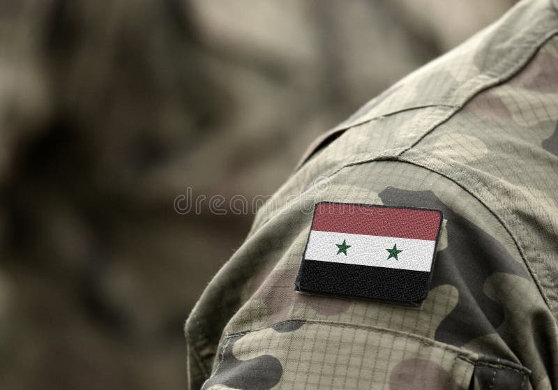 Flag of Syria on Military Uniform Collage Stock Image - Image of ...