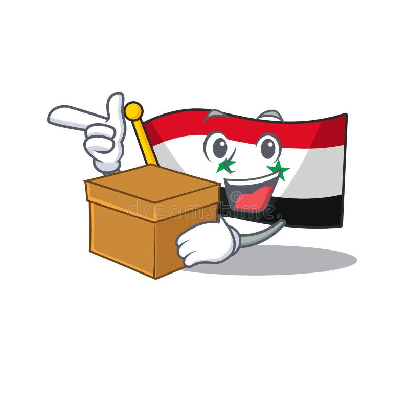 Flag Syria Scroll Cartoon Character Bringing a Box Stock Vector ...